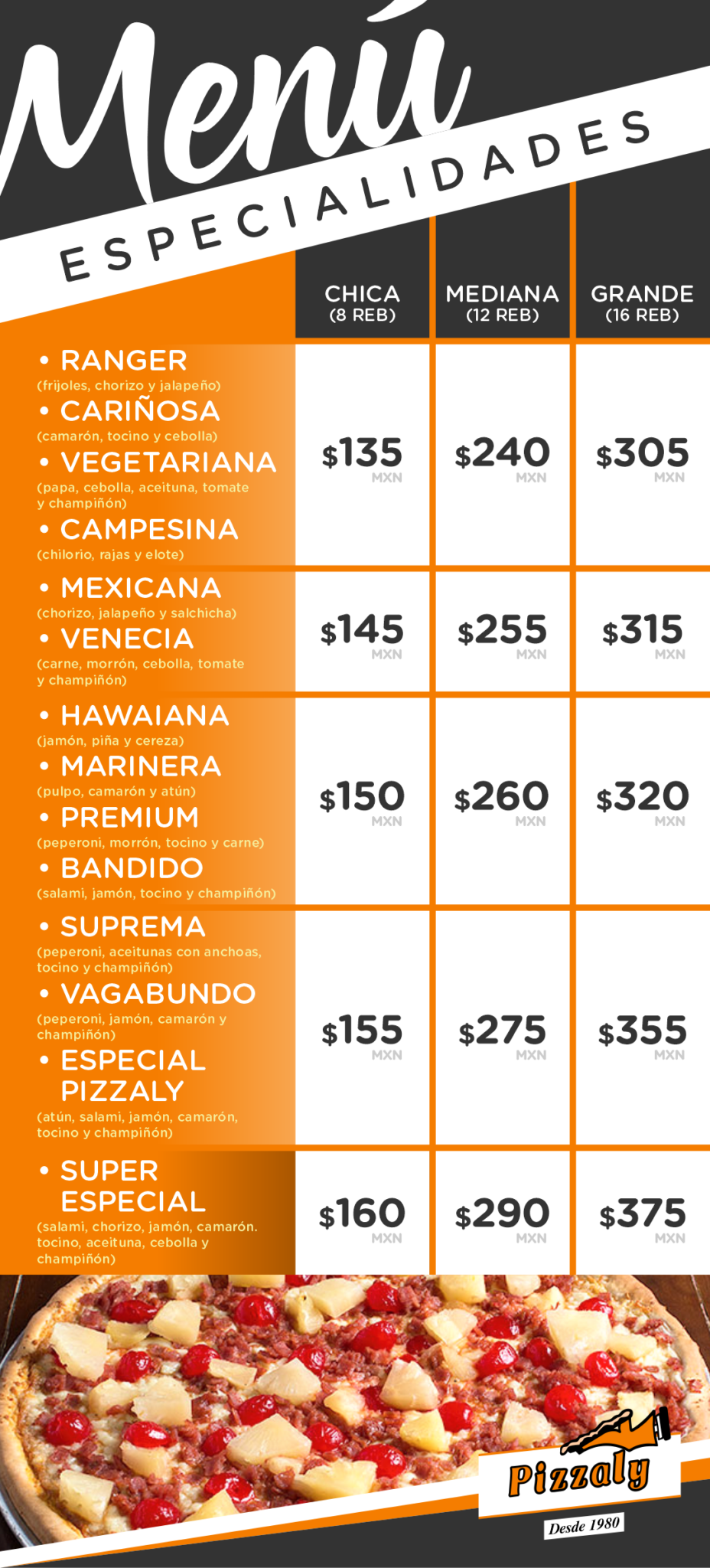 Nuestro menú – Pizzaly
